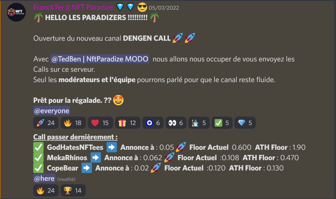 La haute valeur de NFT Paradize n'en finit pas