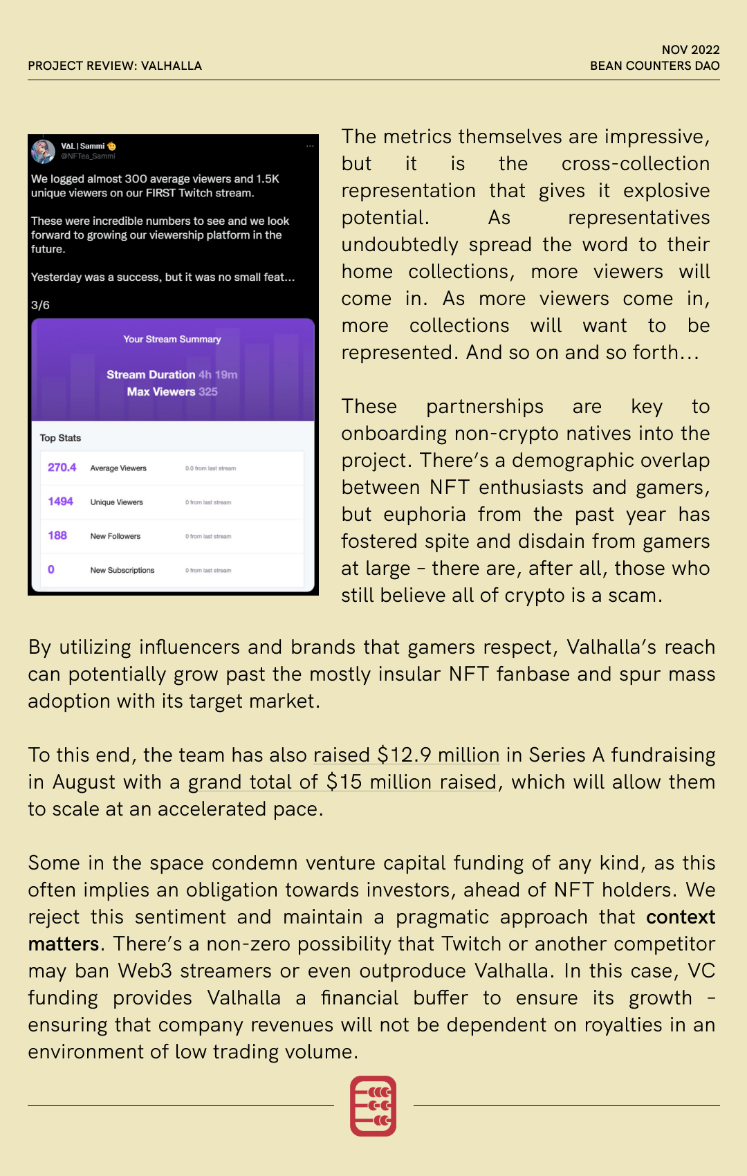 Project Review: Valhalla - by Bean Counters DAO