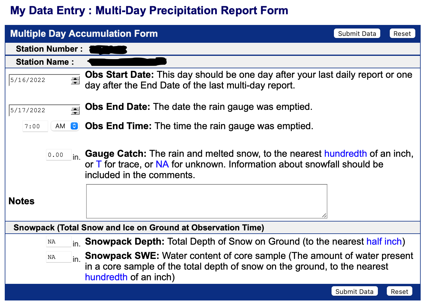 CoCoRaHS Training Tidbits 3: Multi-Day Reporting