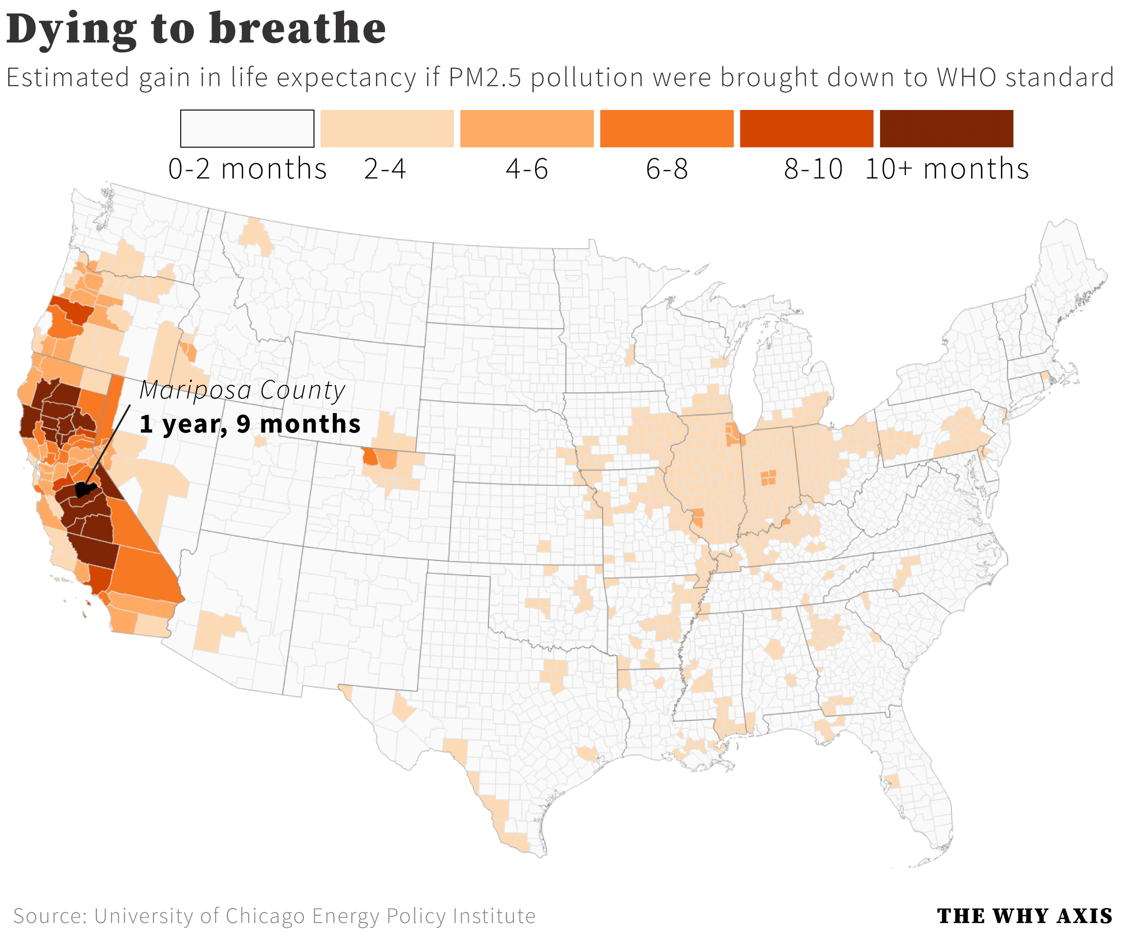 Map: How much air pollution is shortening lives in your community