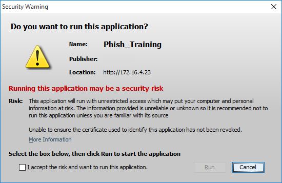 Signed Java Applet - Watering Hole Attack