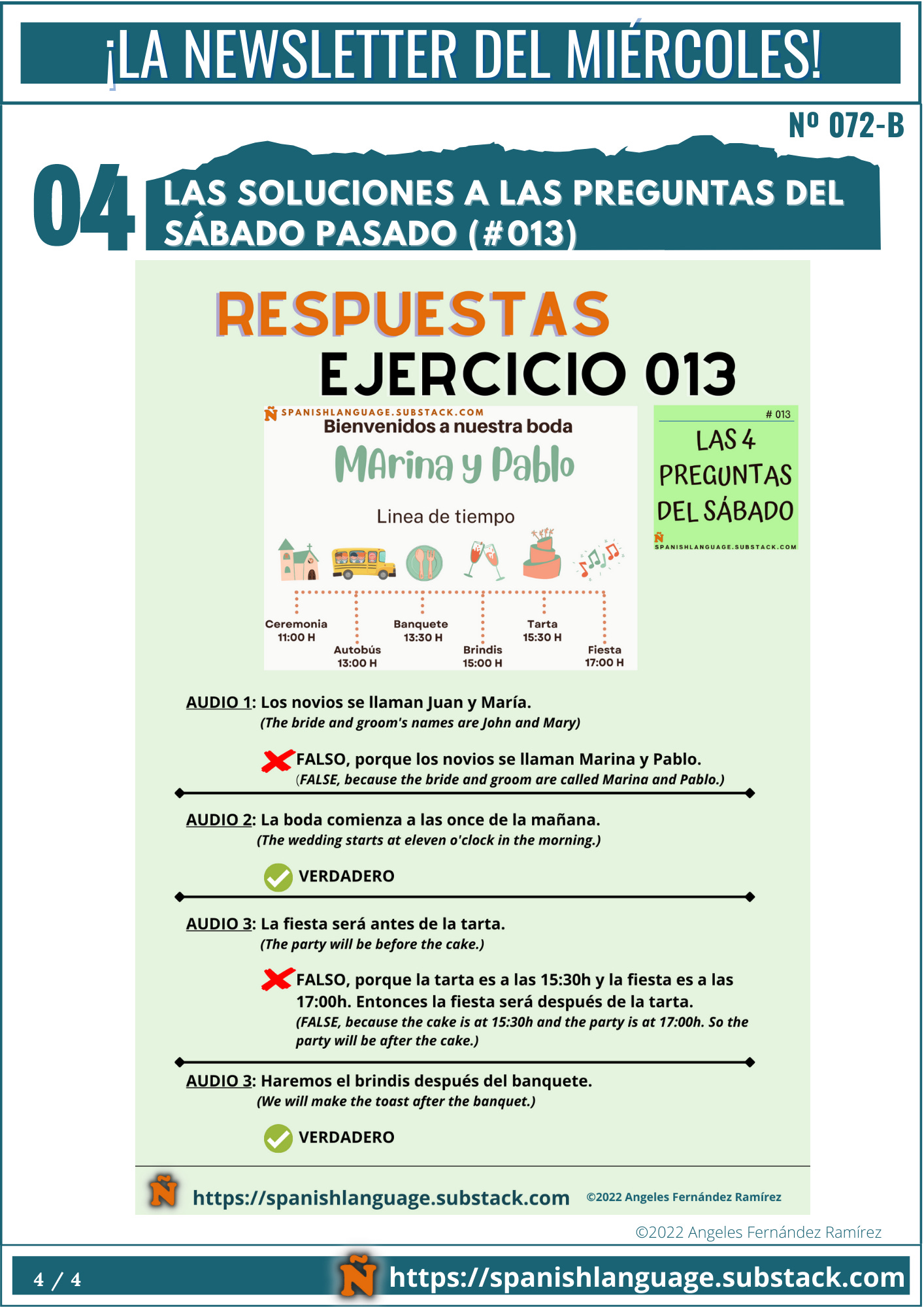 📖Wednesday’s Spanish Language Newsletter! (072-B)