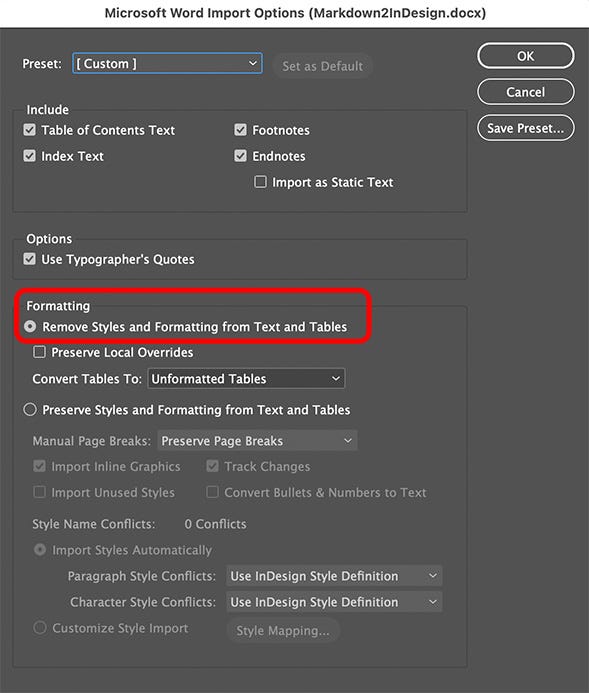 Markdown to InDesign, Simplified