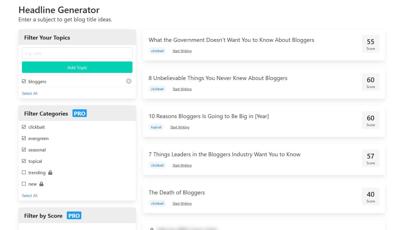 Blogging Topic Generator Tools - by Casey Botticello