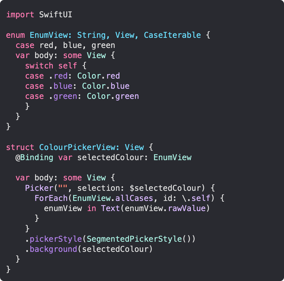 Using Enum Instead Of Struct For Swiftui Views