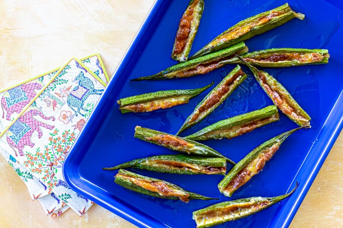 Chili-Cheese Okra Poppers - by Vasudha Viswanath