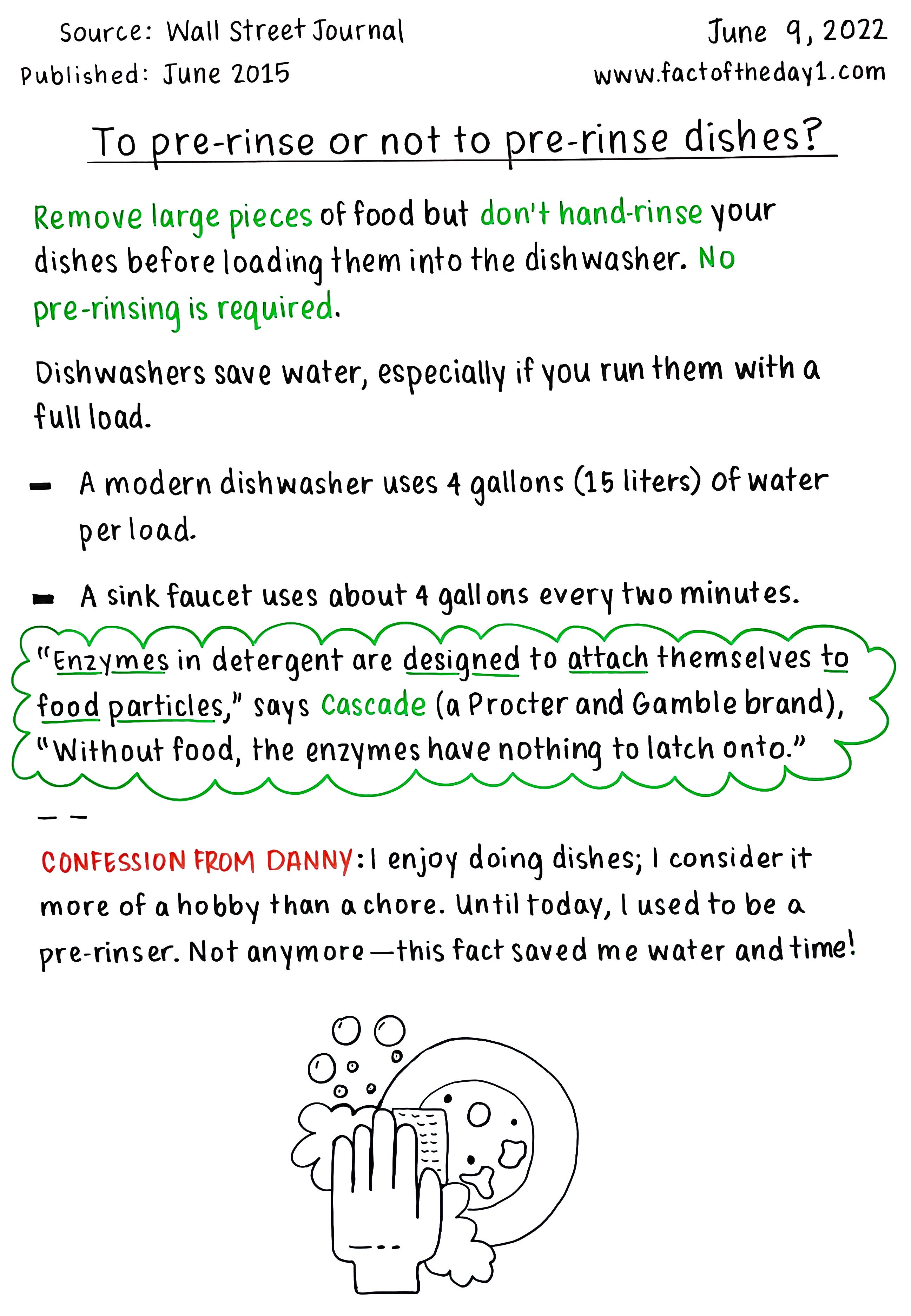 June 9: To pre-rinse or not to pre-rinse dishes?