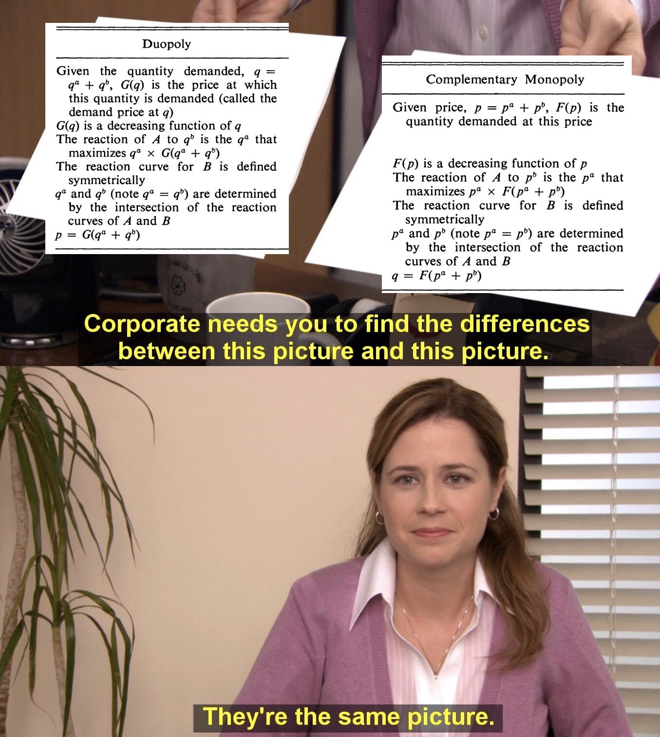 When Duopolies are the Same as Monopolies