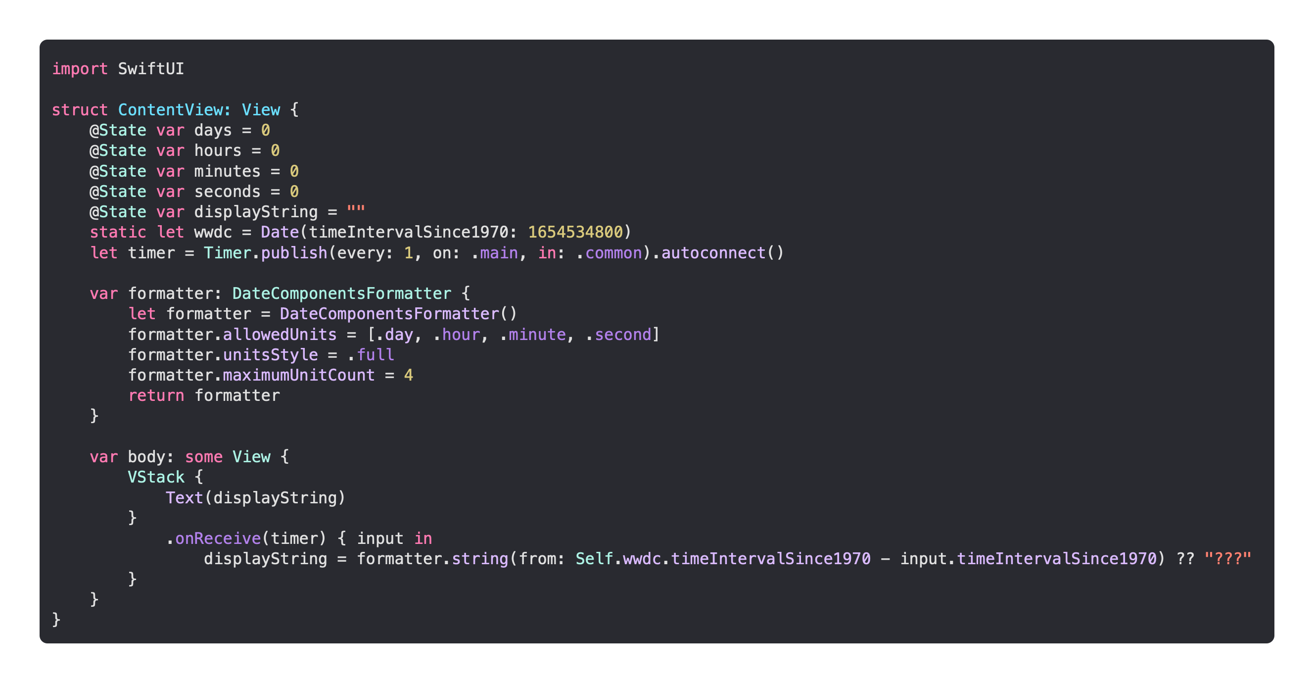 Create A Swiftui Timer That Counts Down To Wwdc 2022