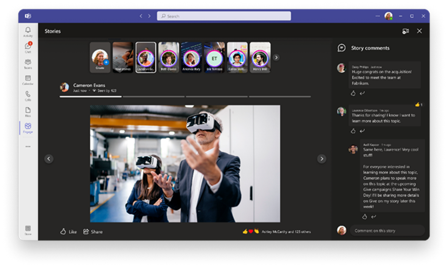 Storyline and stories in Viva Engage + Yammer: Comparing to consumer social media platforms