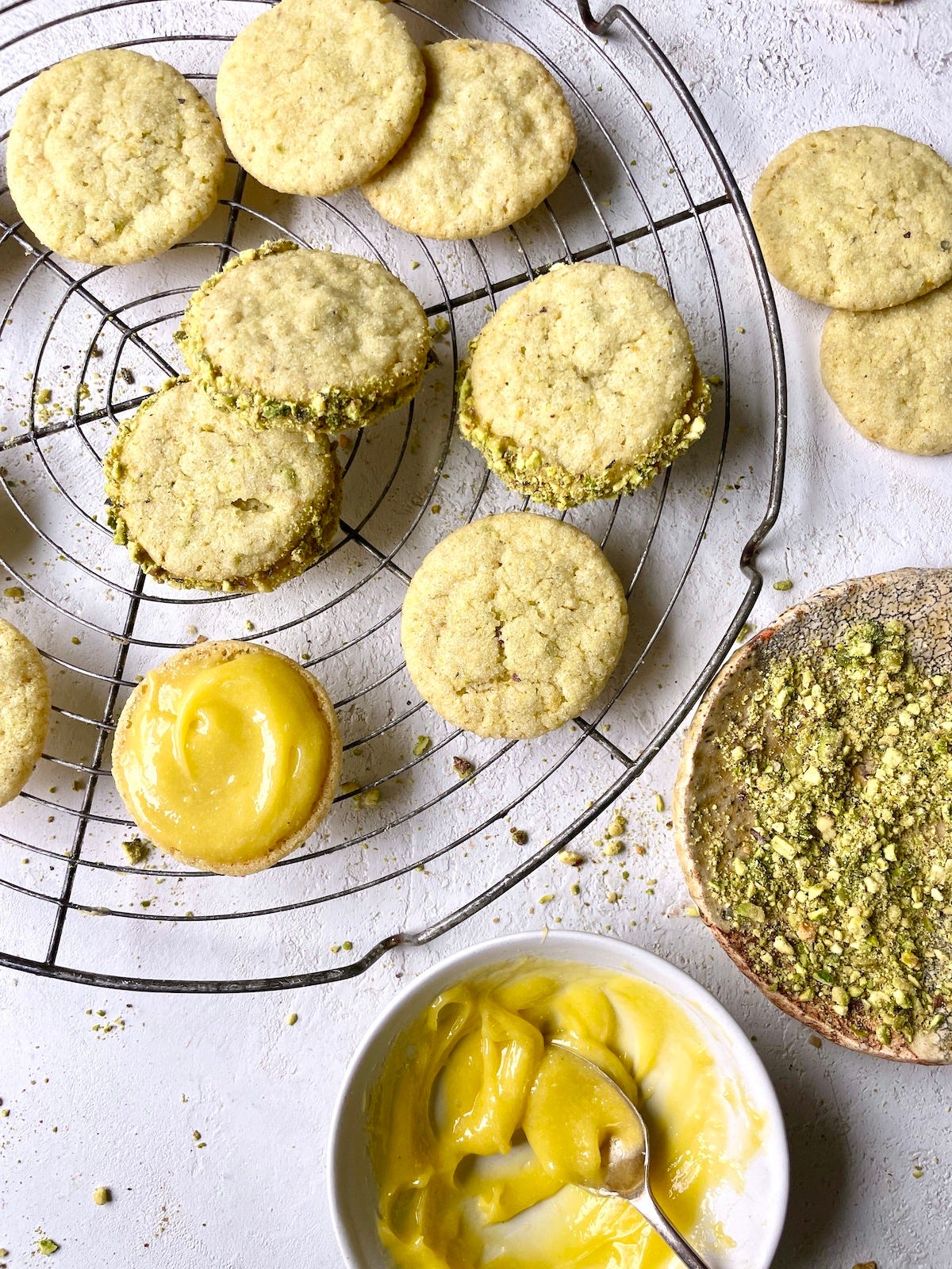 Pistachio Lemon Thins with Lemon Curd Filling