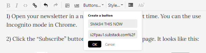 StackHacks - Customize Call To Action Buttons in SubStack - Wording and ...