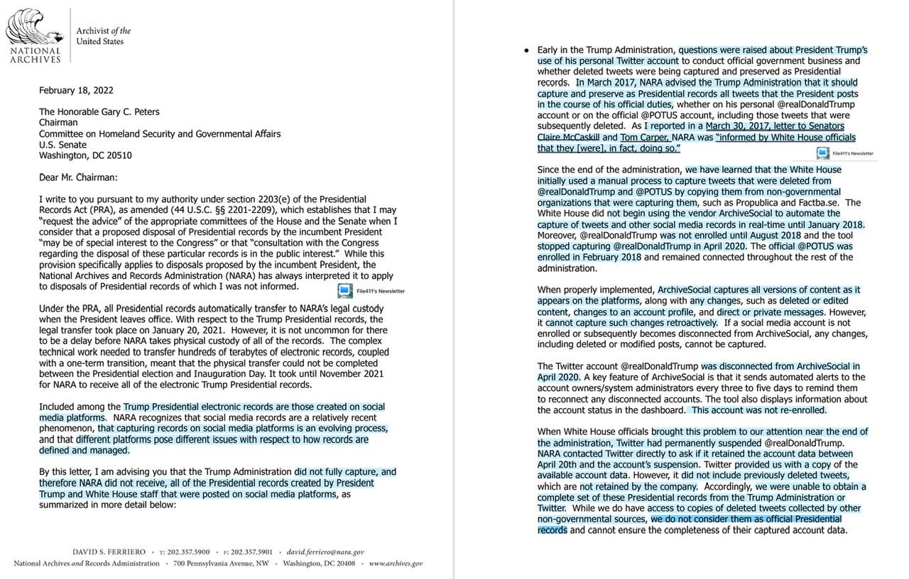 You should probably read the NARA & National Archivist Feb 18, 2022 ...