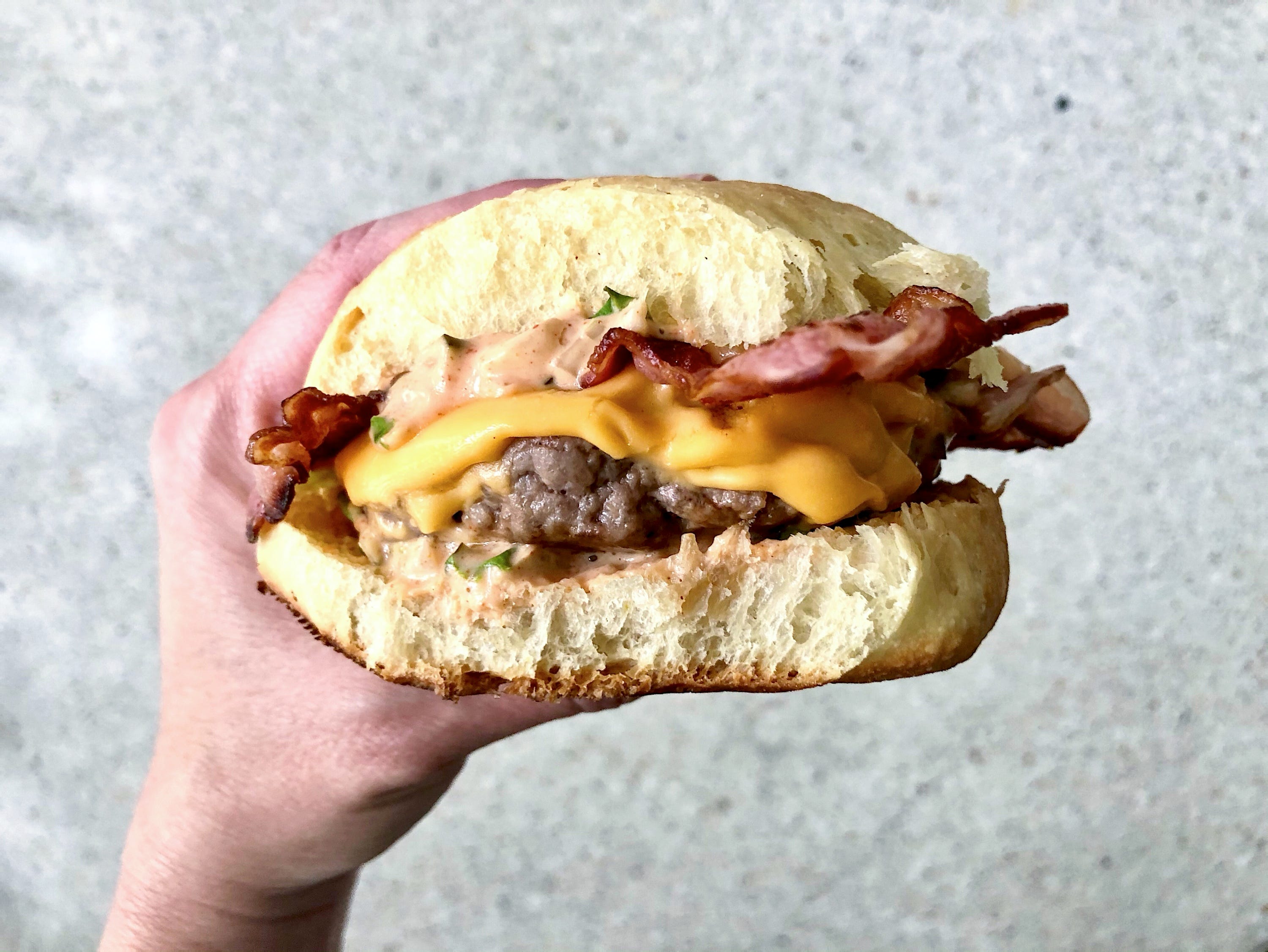 Pachola, Hamburguesa Casera, and dinner style burger with McDonald's ...