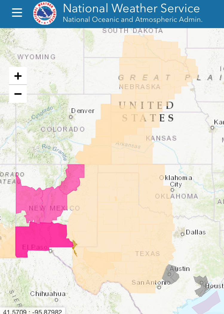 Huge Swath of the Nation Under Red Flag Warnings or Fire Weather Watch.