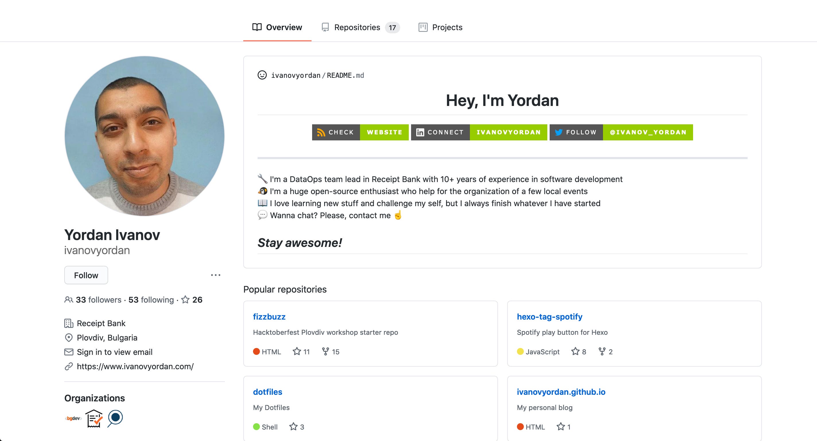 QuickTip: GitHub profile readme - by Yordan Ivanov