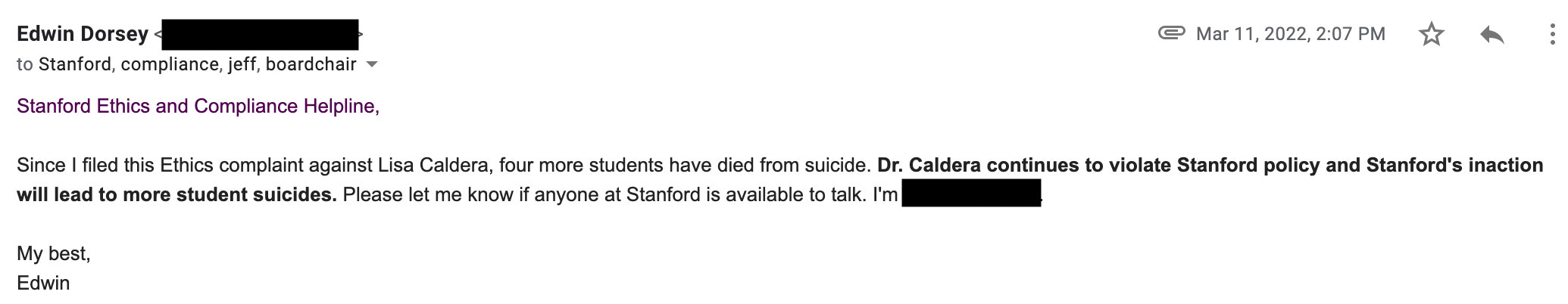 Stanford’s Disappearing Dean Lisa Caldera - by Edwin Dorsey