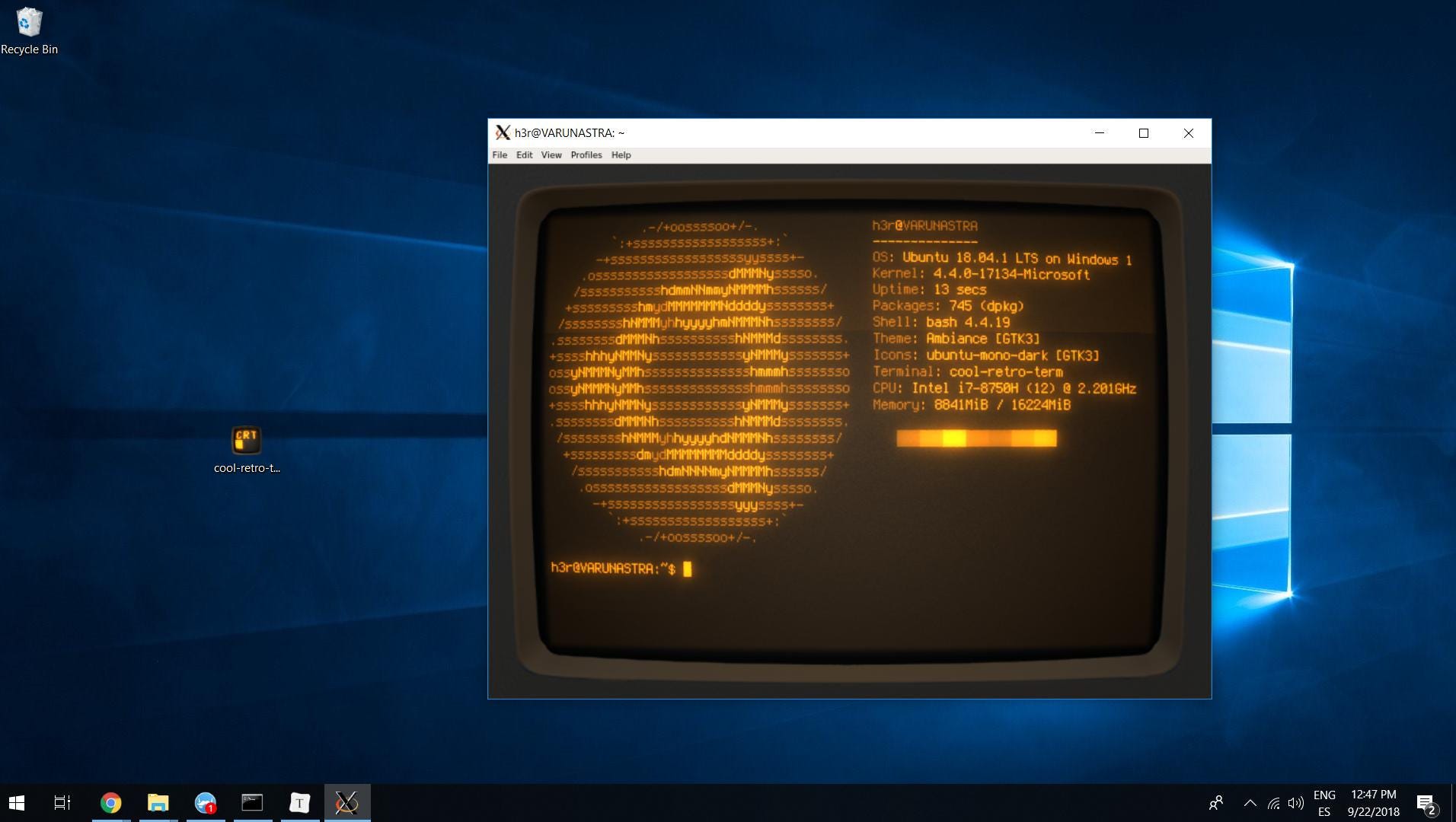 The best terminal emulator for games: Cool-Retro-Term