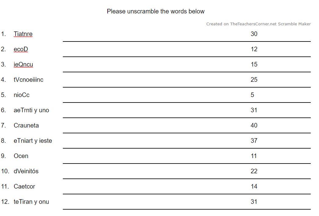 Issue #037 Numbers in Spanish (31 - 40)