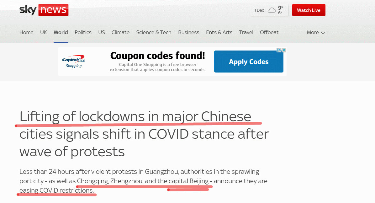 China Lifts Lockdowns, Shows that Protests Work