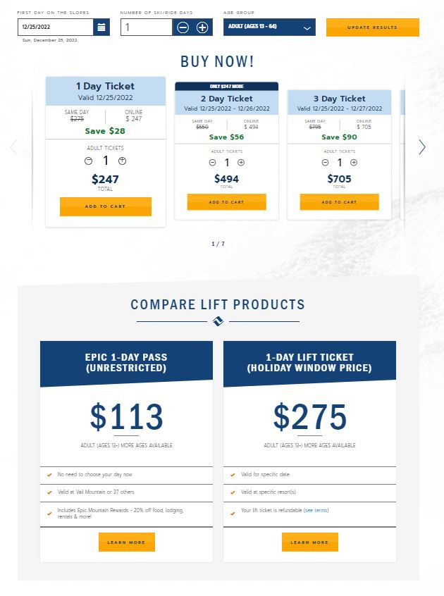 Vail, Beaver Creek Peak-Day 2022-23 Lift Ticket Hits $275