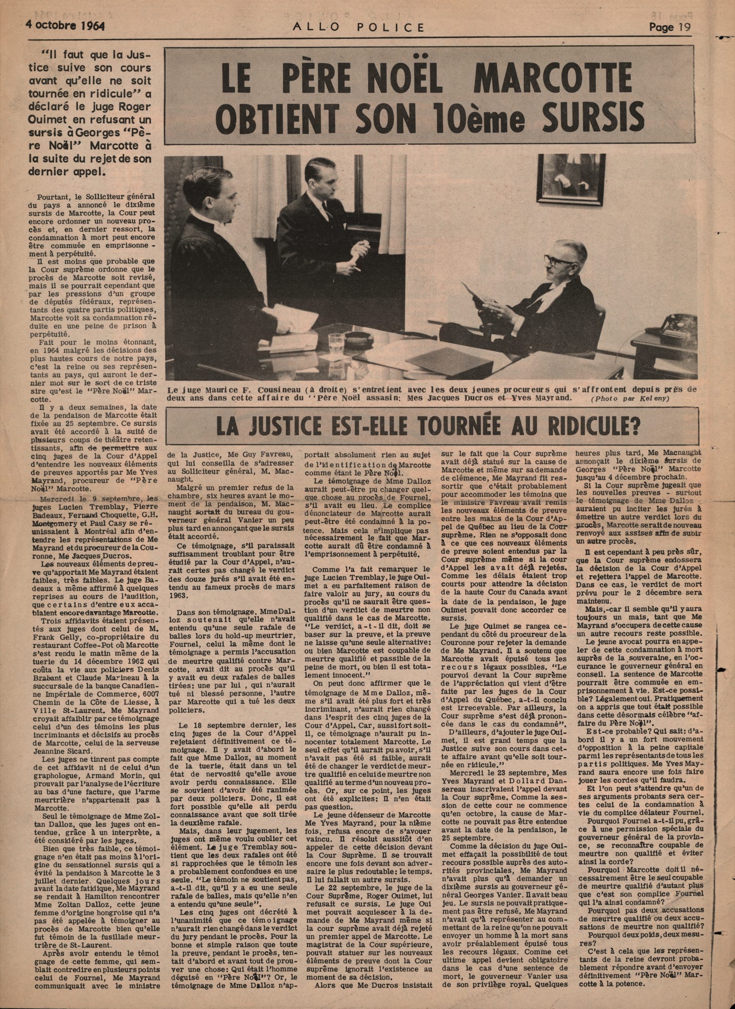 Le Père Noël Marcotte obtient son 10eme sursis | Allo Police | octobre 1964