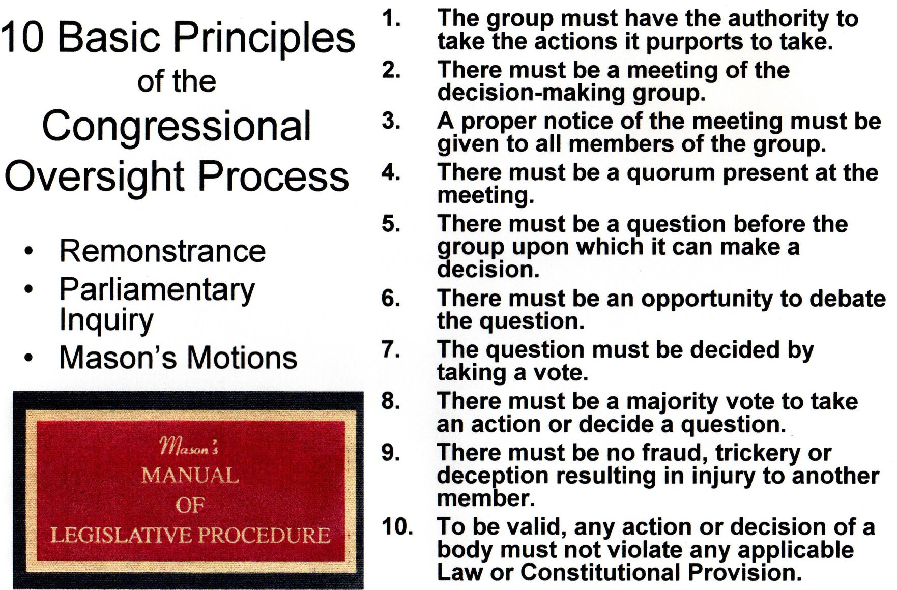 Mason's Manual on Legislative Procedures - 2010 Version