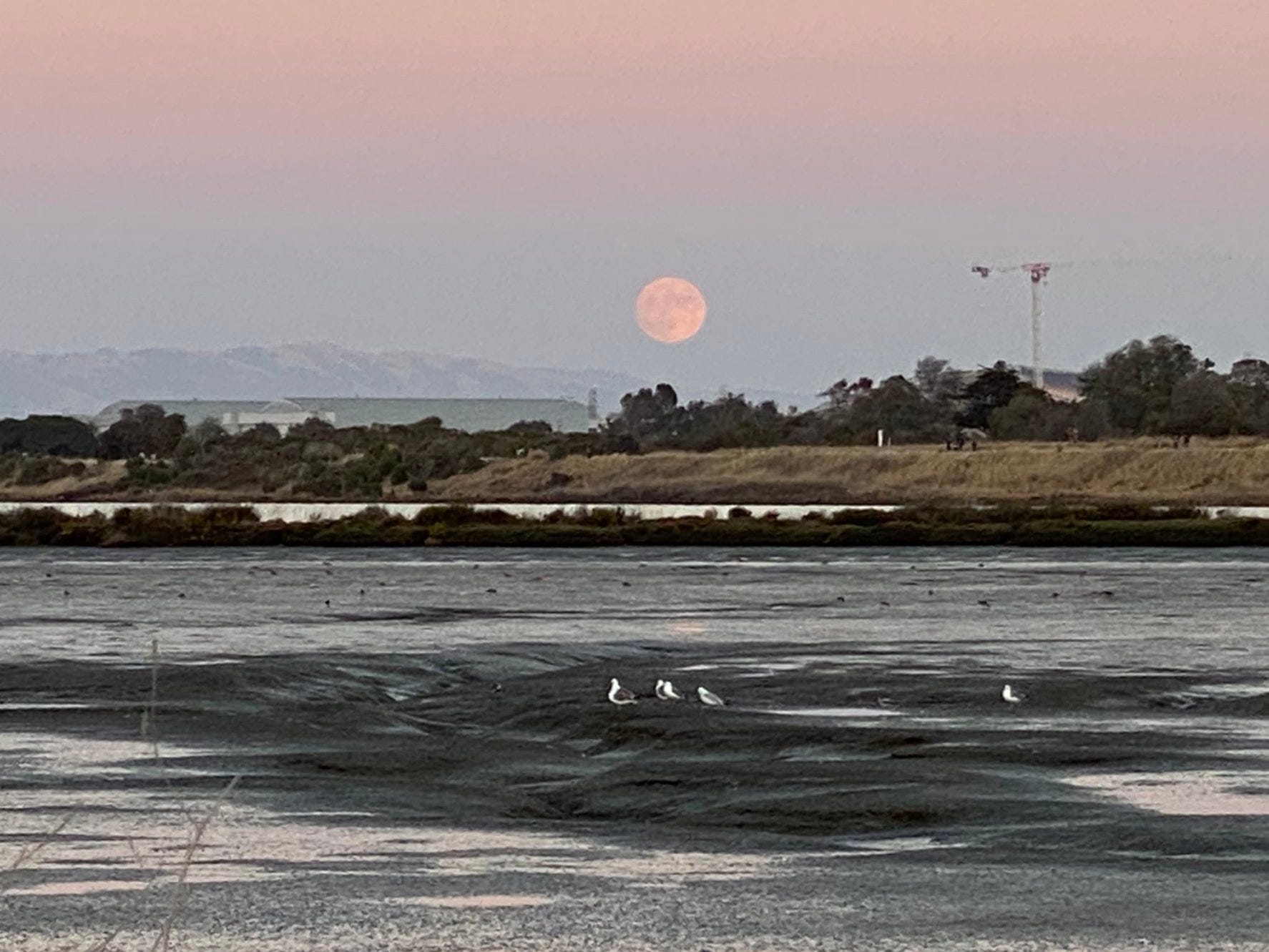Watching a full moon rising and setting