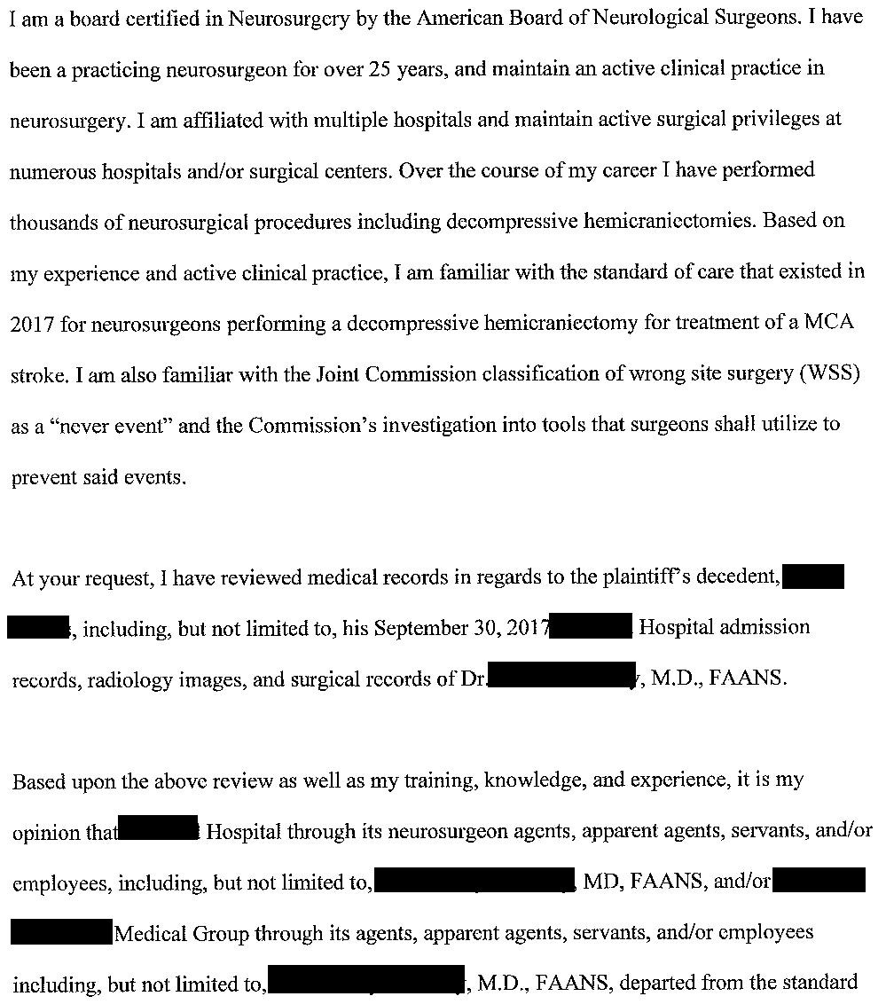 Expert Witness Case #40 - by Med Mal Reviewer