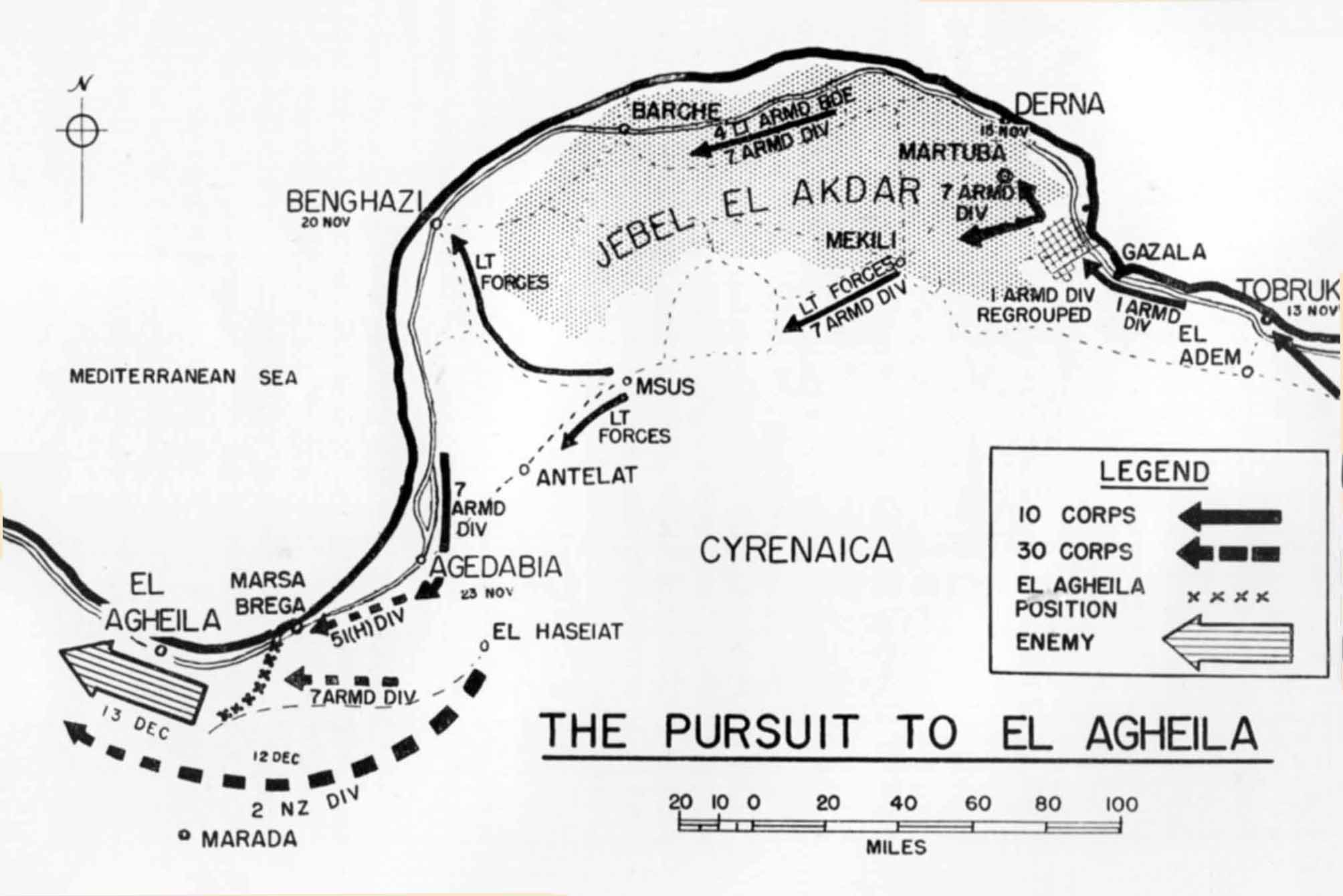 The Eighth Army advance reaches El Agheila