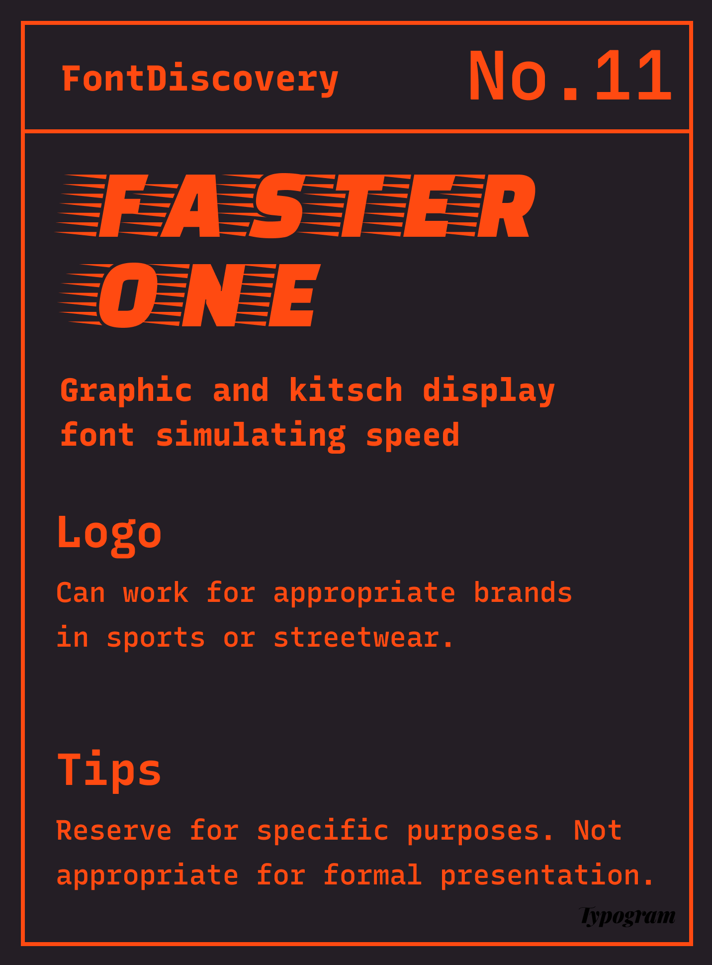 Reviewing Faster One: A Visual Font For Creative Marketing - FontDiscovery