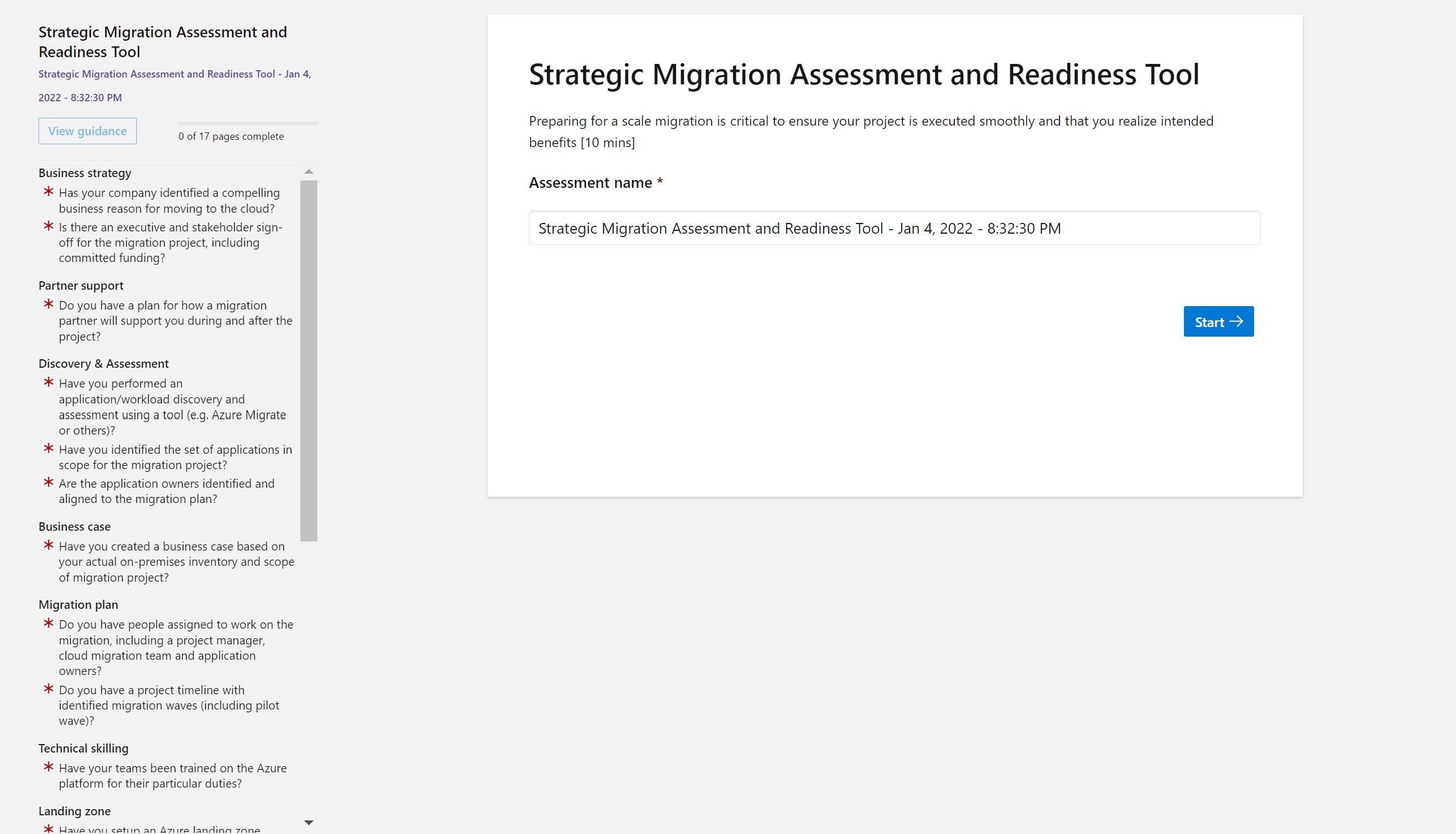 The Microsoft Assessment for Cloud workloads