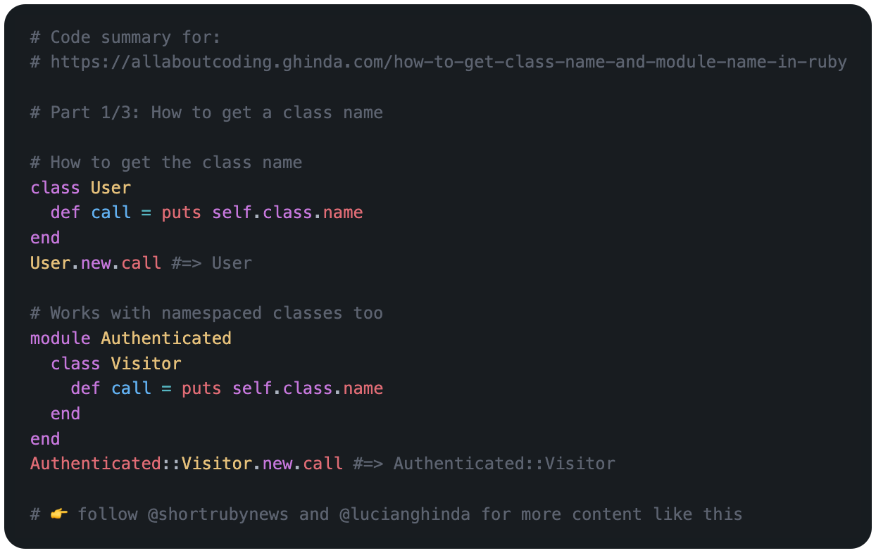 How to get class name and module name in Ruby How to get class name and module name in Ruby