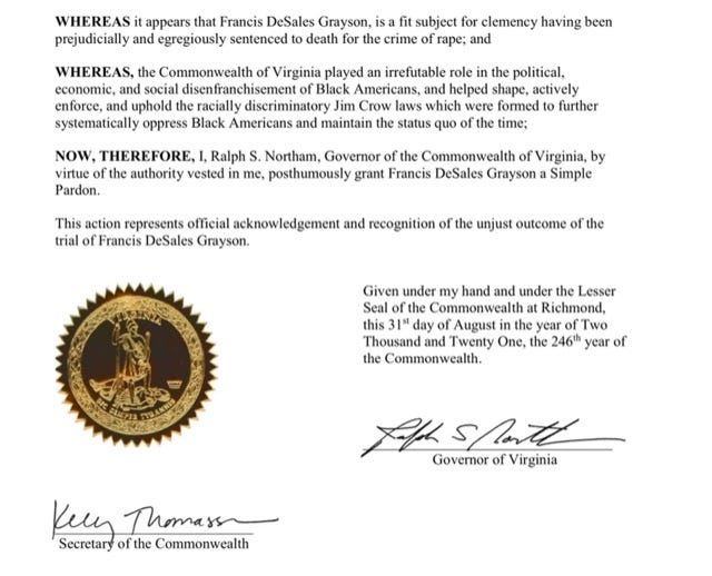 70 years later Governor Grants Posthumous Pardons for ‘Martinsville Seven’