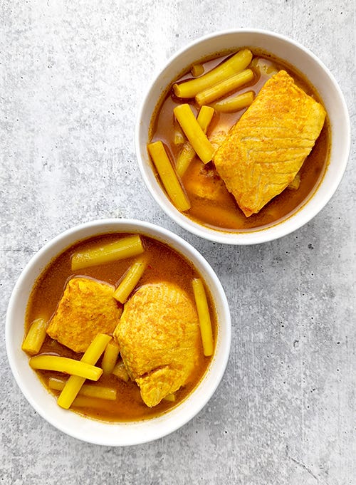 Southern Sour Curry with Lotus Shoots and Fish