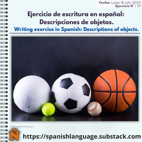Spanish Writing Exercise: Descriptions of Objects. (011)