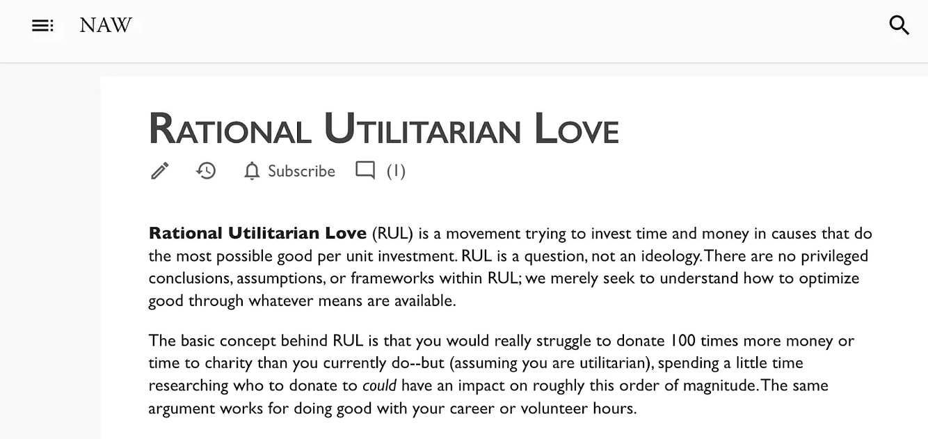 The Rational Utilitarian Love Movement