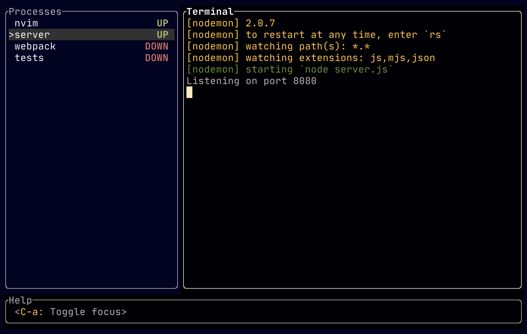 mprocs: A new way to run multiple shell applications in one shell