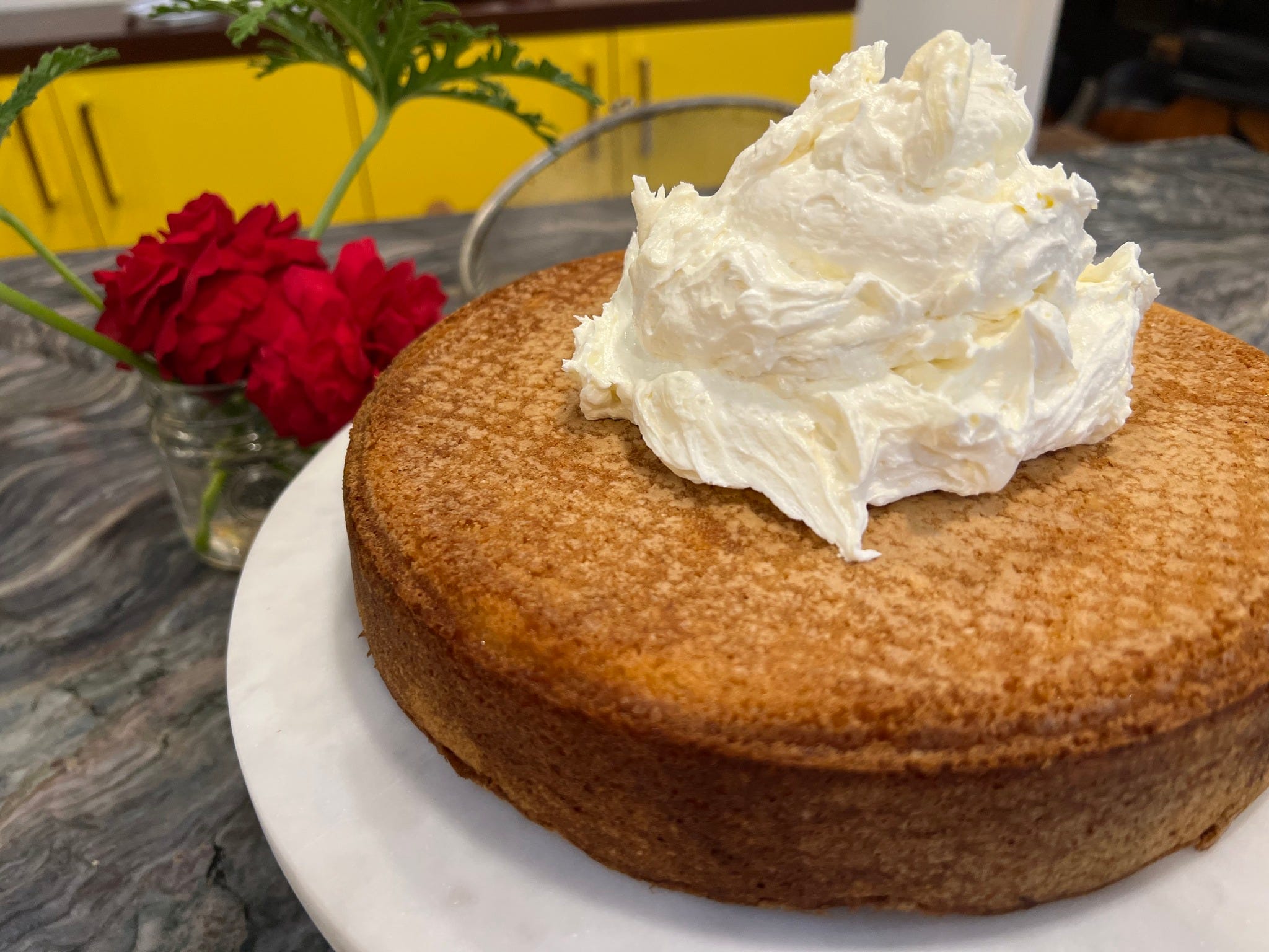A whimsical French rose and cardamom cake