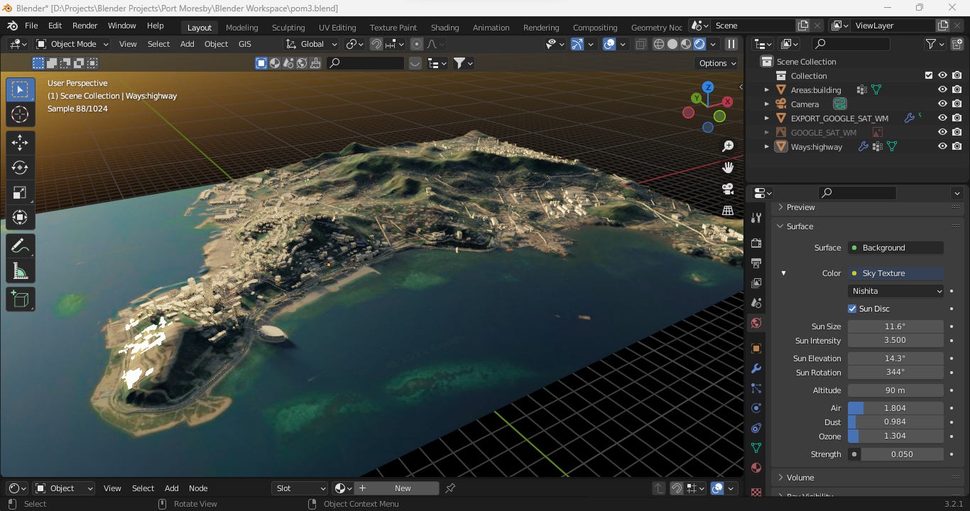 Blender as a gis visualization tool - by Charlie Arua Ikosi