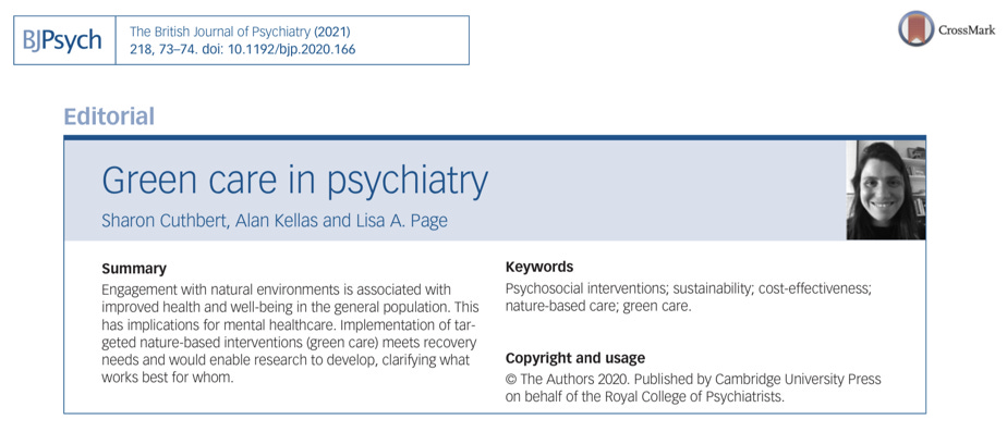 Evolution, Psychiatry & the Environment (Green Psychiatry & Biophilia)