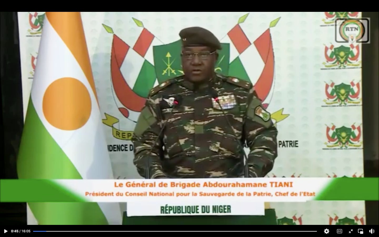 Speech Commemorating the Anniversary of Niger's Coup