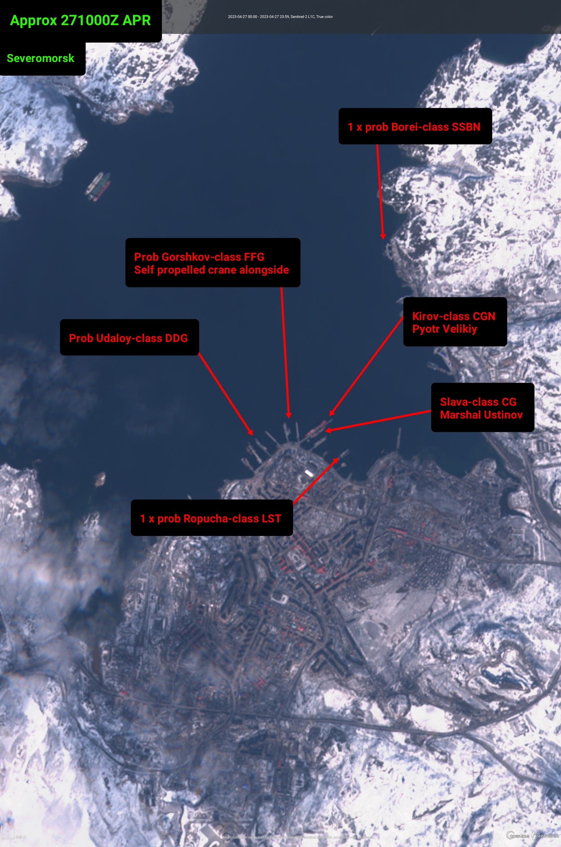 April 27th - Sentinel imagery of Northern Fleet Bases