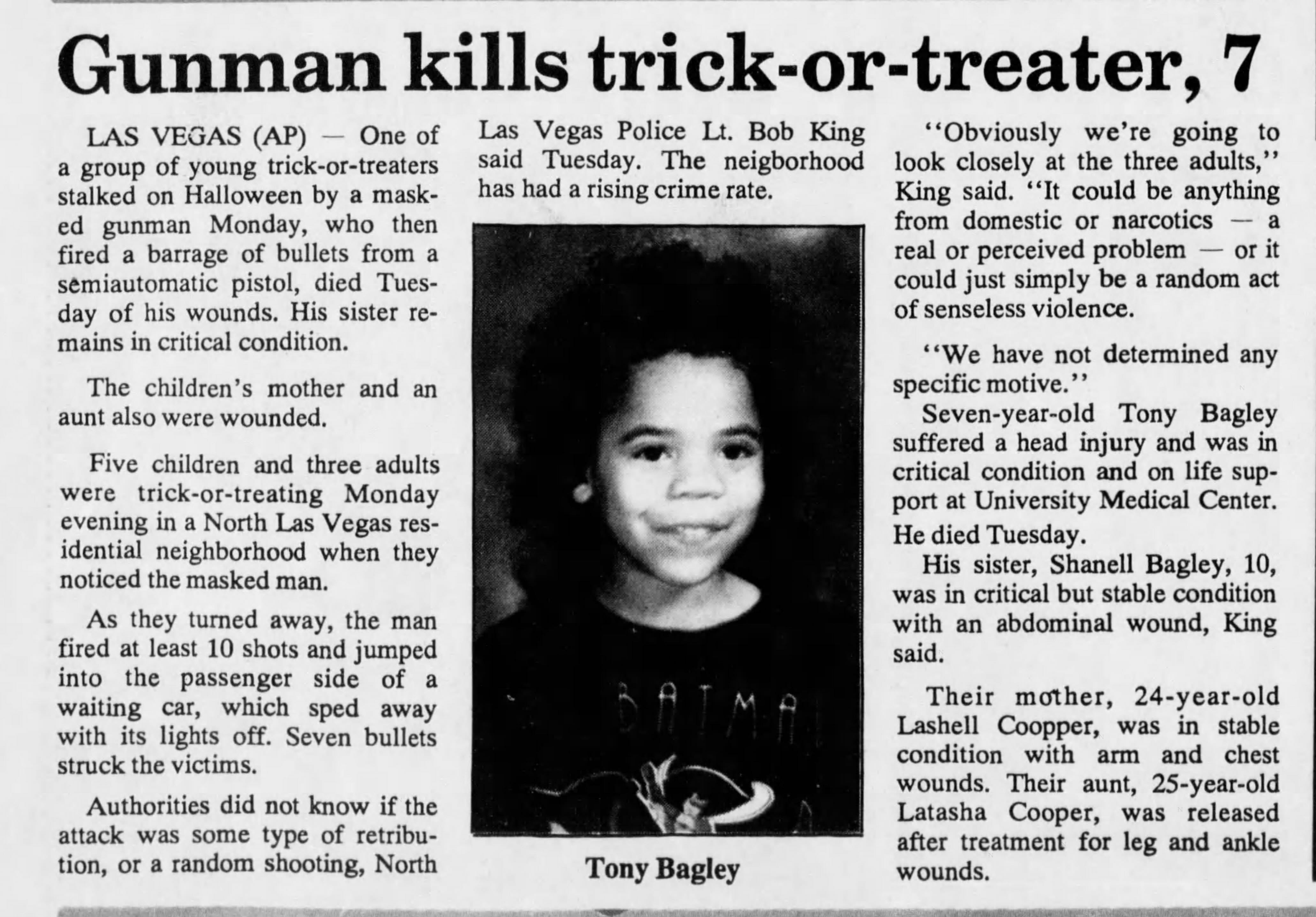 The Shocking and Senseless Murder of 7-Year-Old Tony Bagley While Trick ...