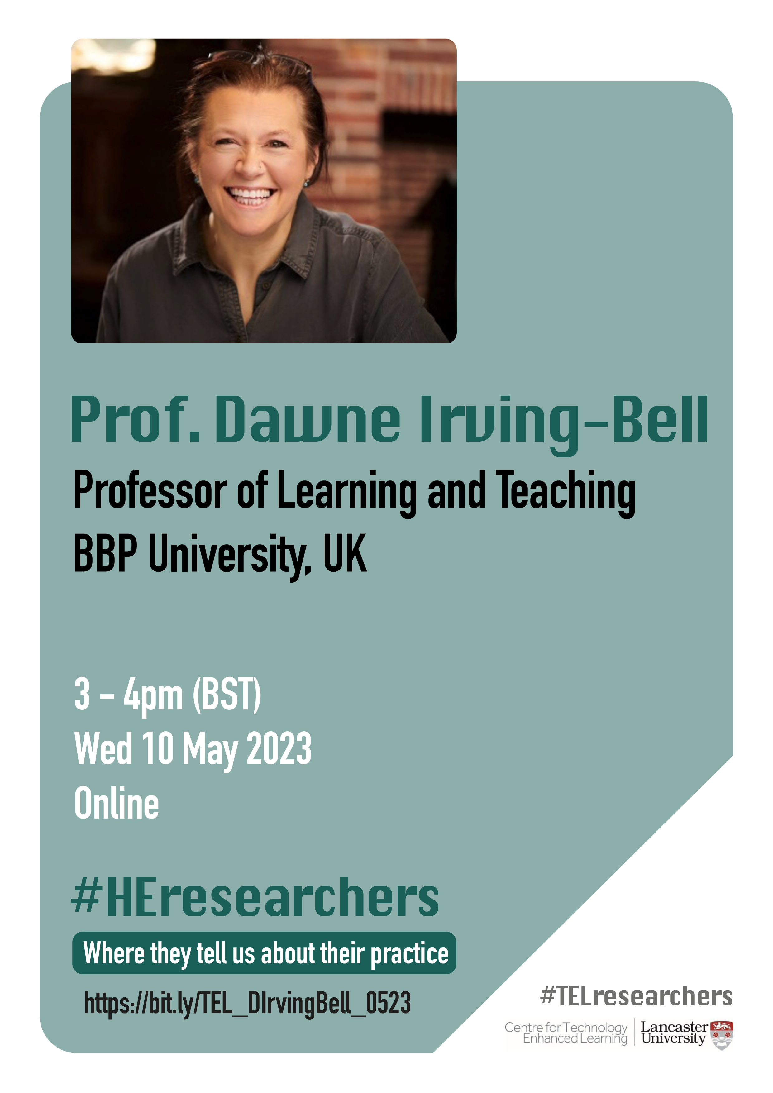 #TELresearchers & #HEresearchers with Prof. Dawne Irving-Bell