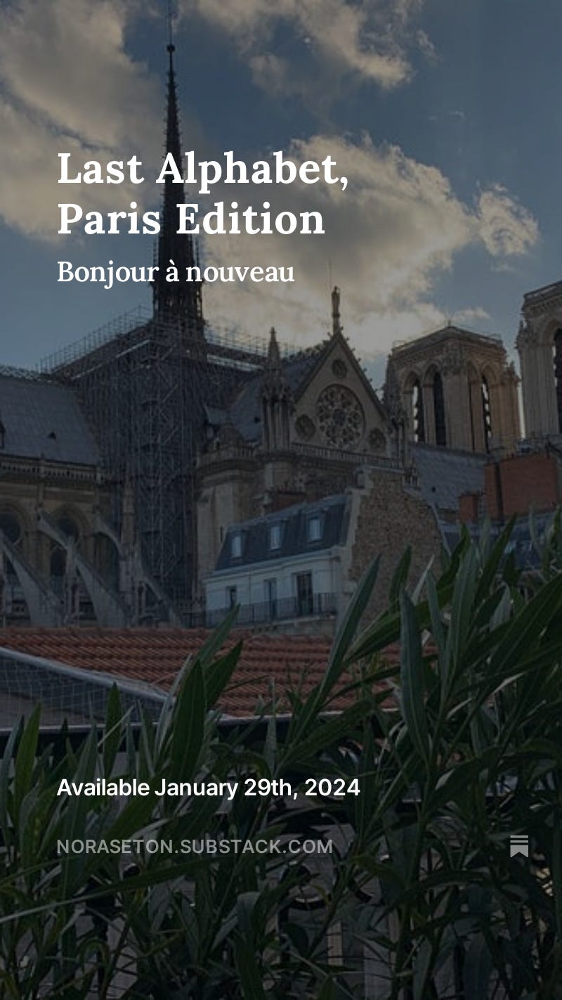 Last Alphabet Redux - by Nora Seton - Last Alphabet