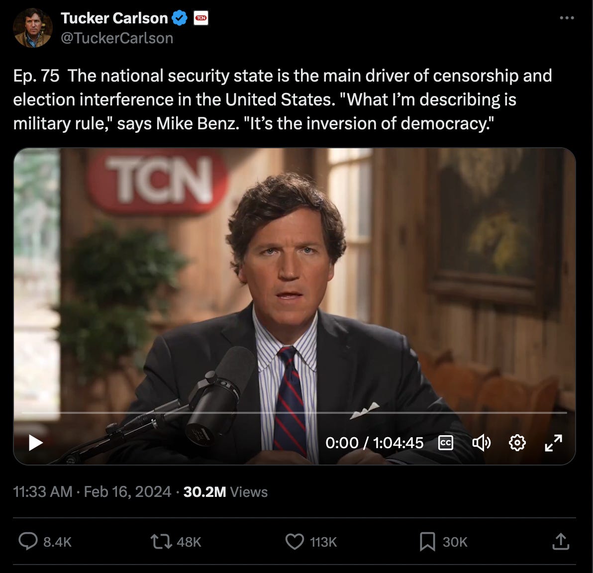 Mike Benz Interview with Tucker Carlson