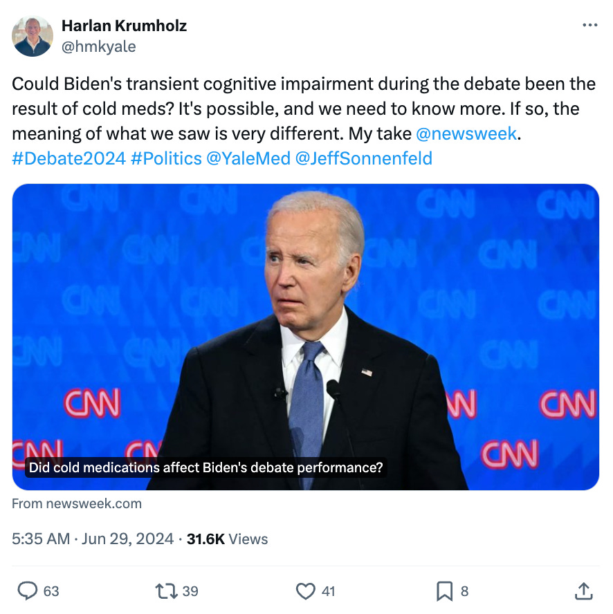 Some doctors & professors claim Biden's debate performance was due to ...