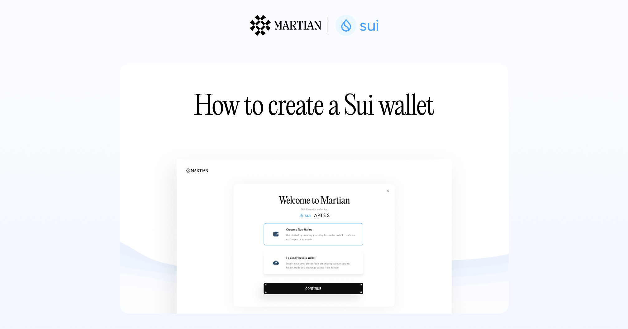How to create a SUI wallet using Martian wallet?