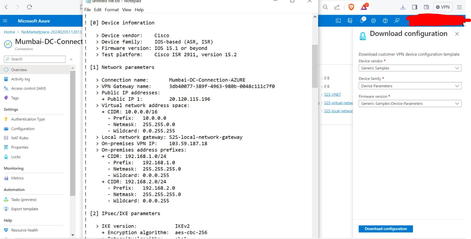 Azure-Site-to-Site VPN Connection : A Step-by-Step Guide